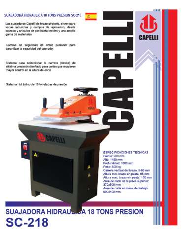 SUAJADORA CLICKING HIDRAULICA 18 TONS PRESION SC-218 – Simón Maquinaria